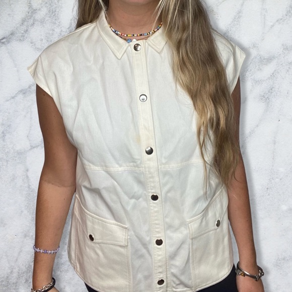 Jackets & Coats | Vintage 197s White Utility Vest | Poshmark